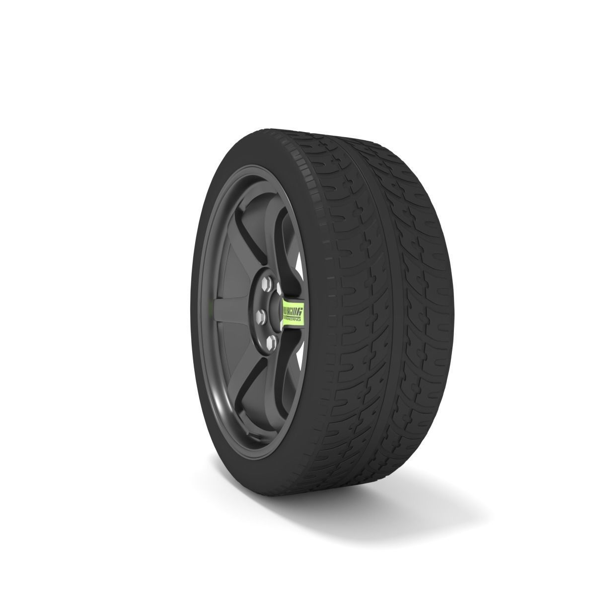 Volk Racing TE37 Rims - with Low profile tires 3D model | CGTrader