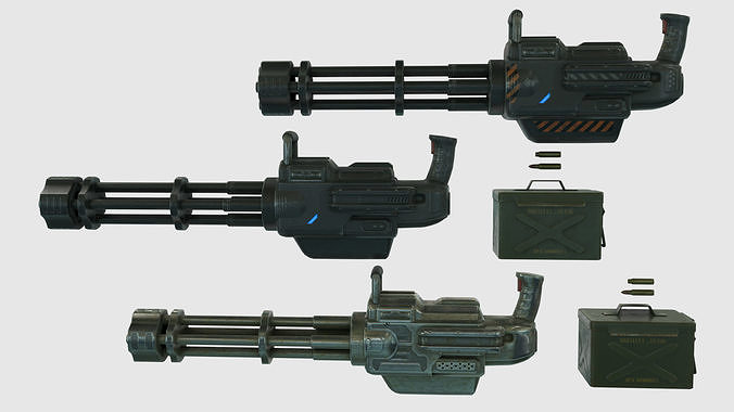3D model Low Poly Minigun With PBR Materials VR / AR / low-poly | CGTrader