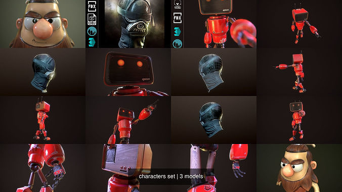 characters set 3D Model Collection | CGTrader