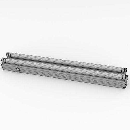 Dual Strip Fluorescent Fixture 3D Model .3ds .fbx .blend .dae ...
