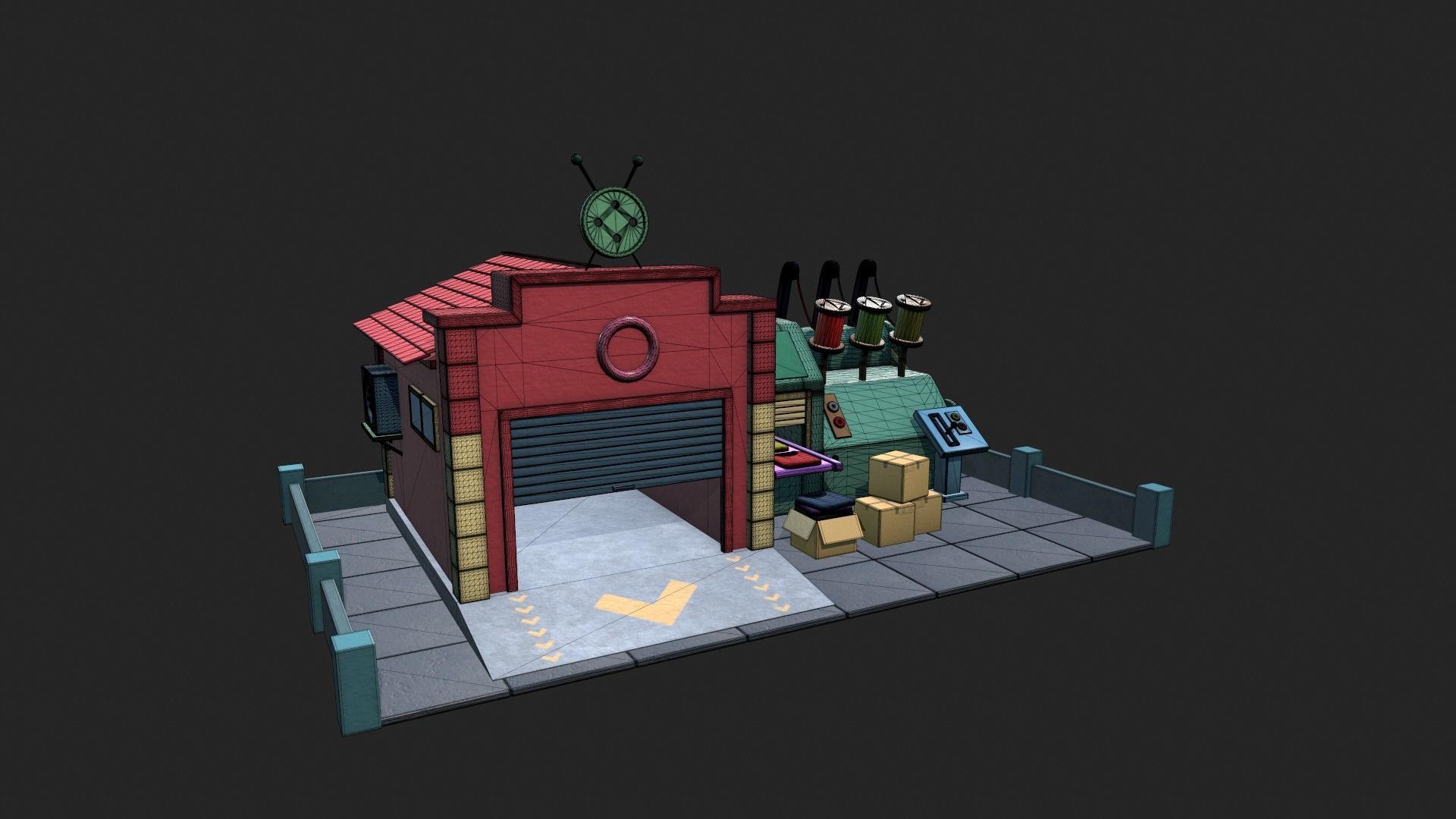 Stylized Cartoon Textile Factory 3D model | CGTrader