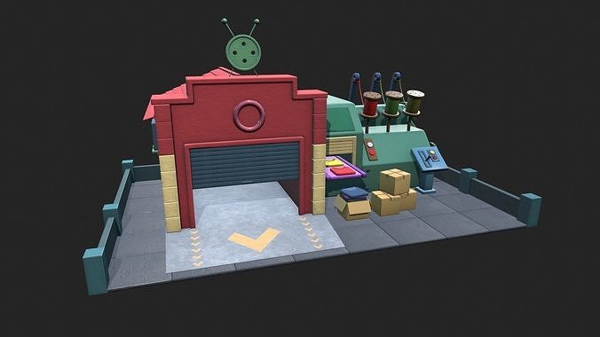 Stylized Cartoon Textile Factory 3D model | CGTrader