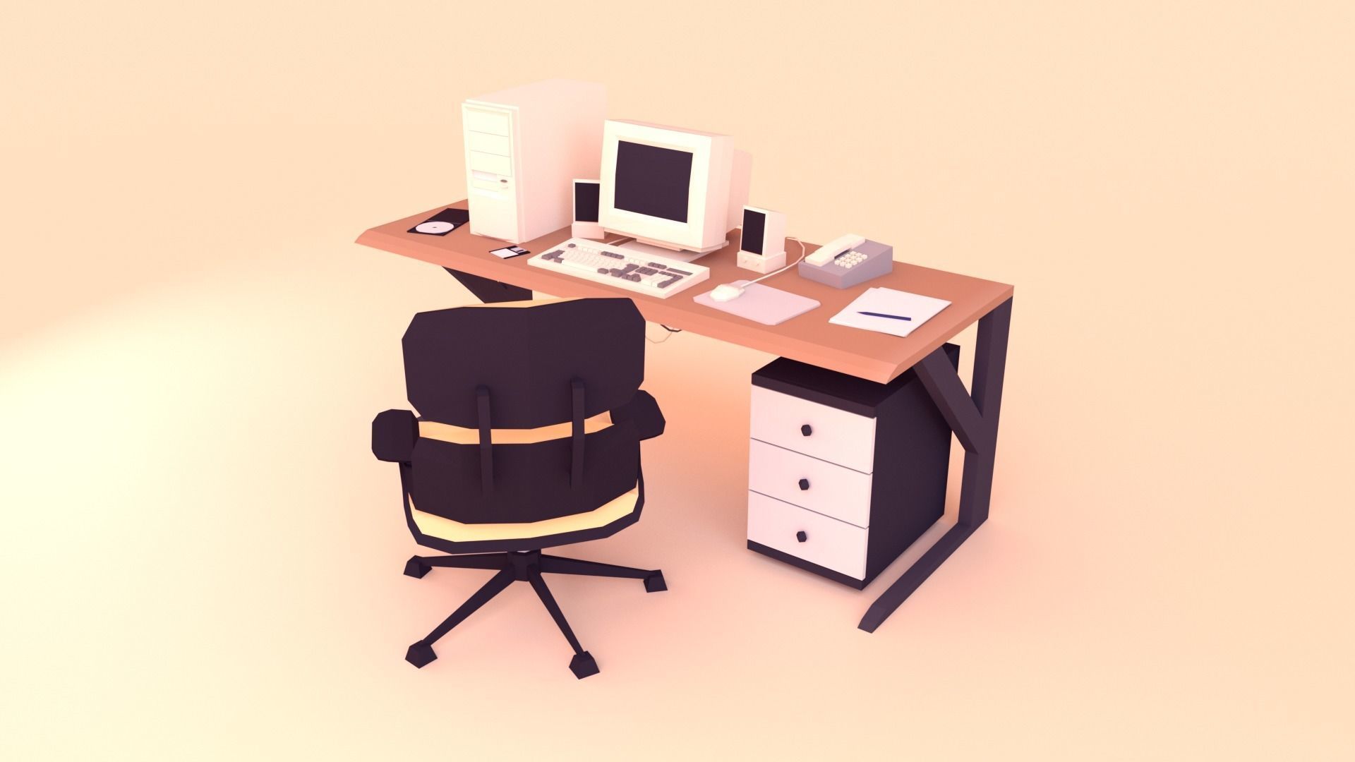 3D model Low Poly Computer Desk VR / AR / low-poly | CGTrader