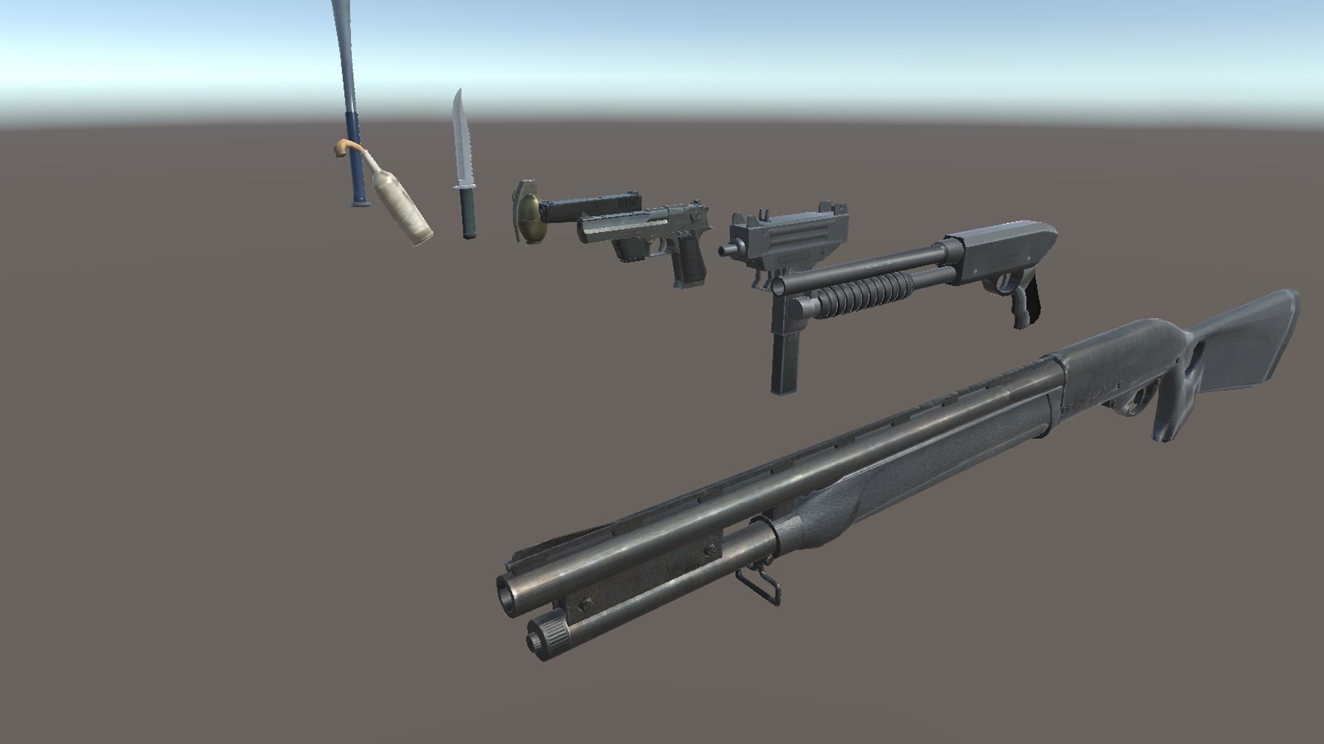 3D model Ak47 Bat Glock Grenade Knife M4 Molotov Pumpshot Shotgun Uzi ...