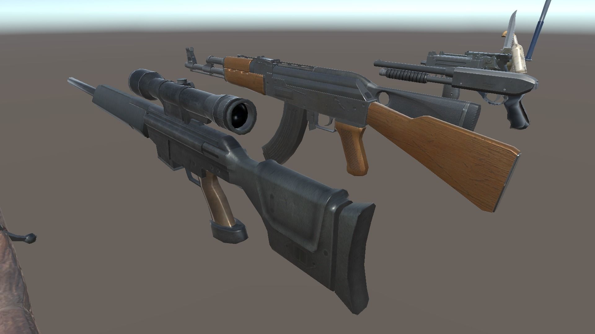 3D model Ak47 Bat Glock Grenade Knife M4 Molotov Pumpshot Shotgun Uzi ...