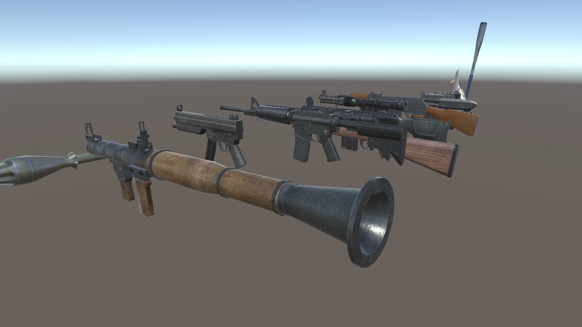 3D model Ak47 Bat Glock Grenade Knife M4 Molotov Pumpshot Shotgun Uzi ...