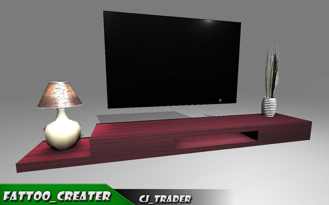 TV Table low poly furniture 3d model low-poly century