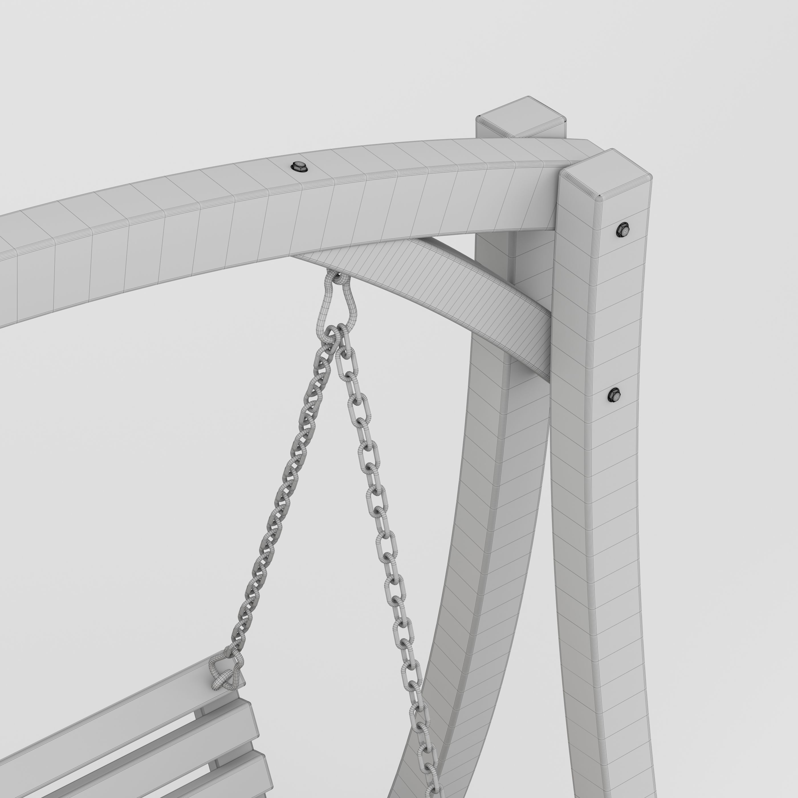 MARLETTE outdoor wood swinging bench and base 3D model | CGTrader