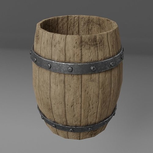 3D model Medieval Wooden Barrel with LODs and 3 color variations VR ...