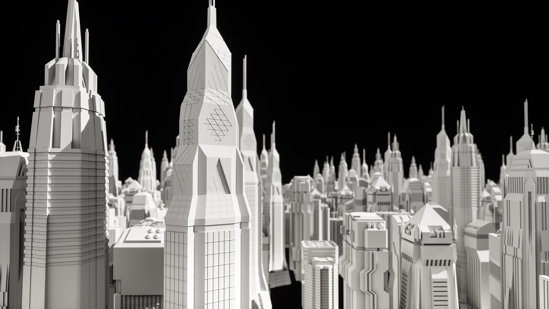 3D model Cyberpunk modern low poly sci-fi skyscrapers VR / AR / low ...