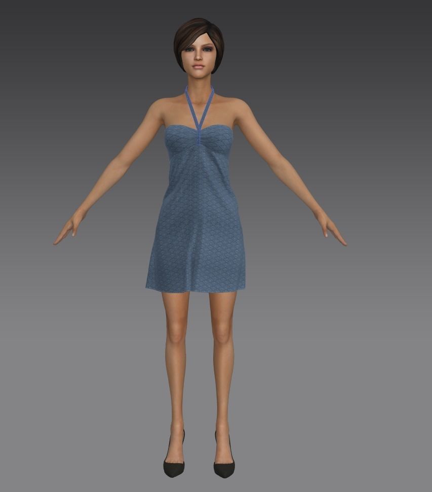 Neck Holder Dress - Marvelous Designer - 3D Model 3D model | CGTrader