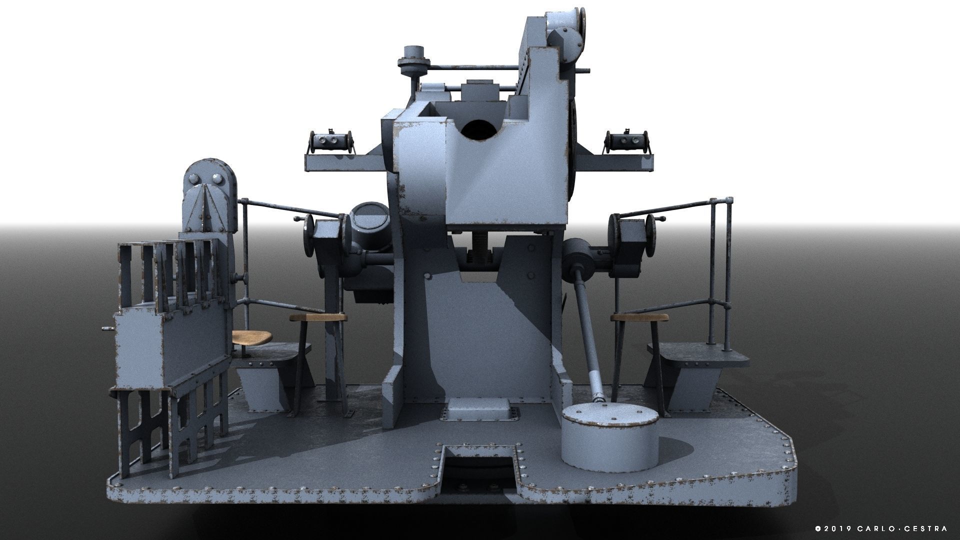 3D model 5-inch 25-caliber Mark 10 anti-aircraft gun VR / AR / low-poly ...