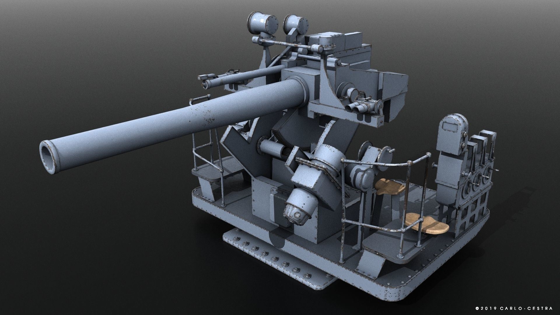 3D model 5-inch 25-caliber Mark 10 anti-aircraft gun VR / AR / low-poly ...