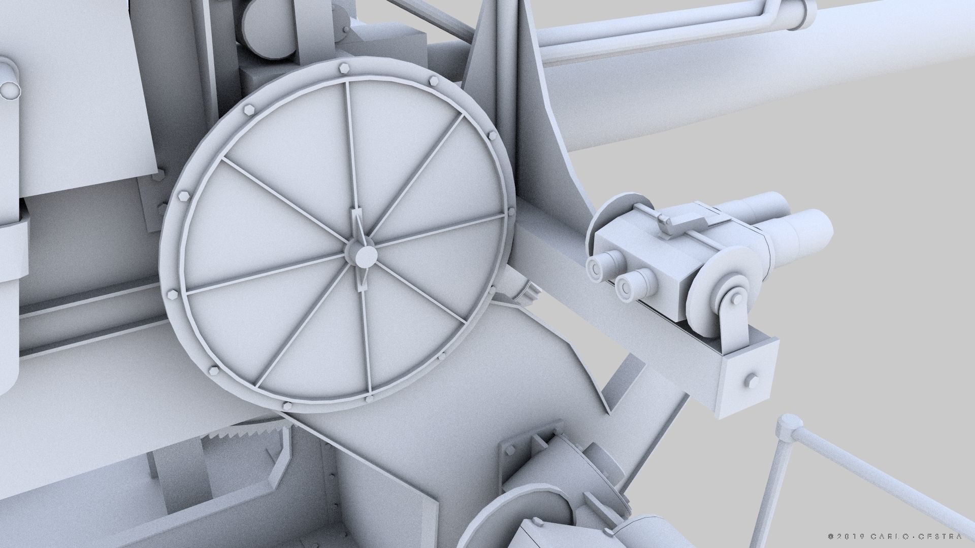 3D model 5-inch 25-caliber Mark 10 anti-aircraft gun VR / AR / low-poly ...