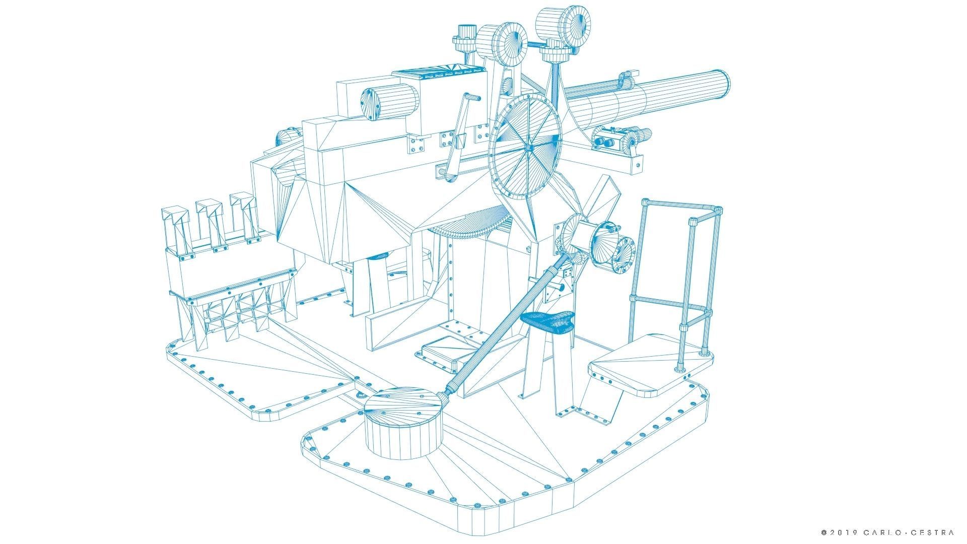 3D model 5-inch 25-caliber Mark 10 anti-aircraft gun VR / AR / low-poly ...