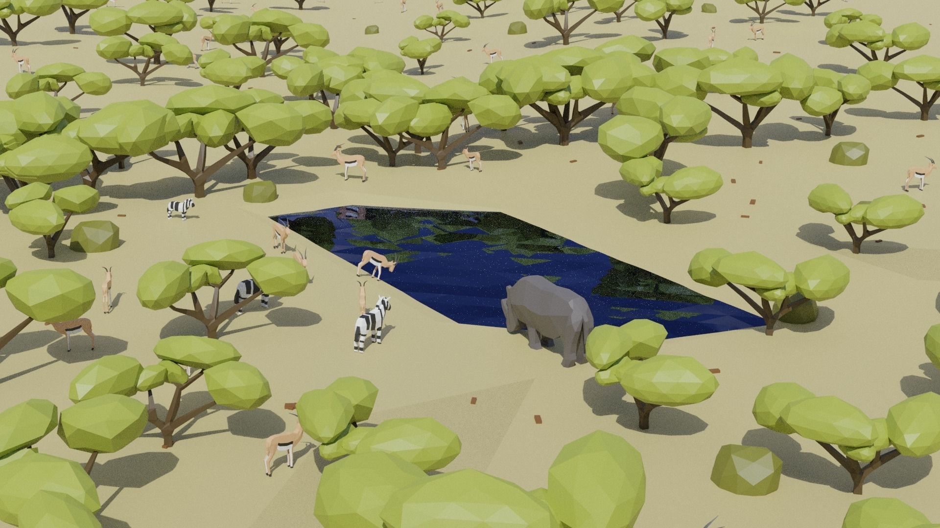 Safari scene free VR / AR / low-poly 3D model | CGTrader