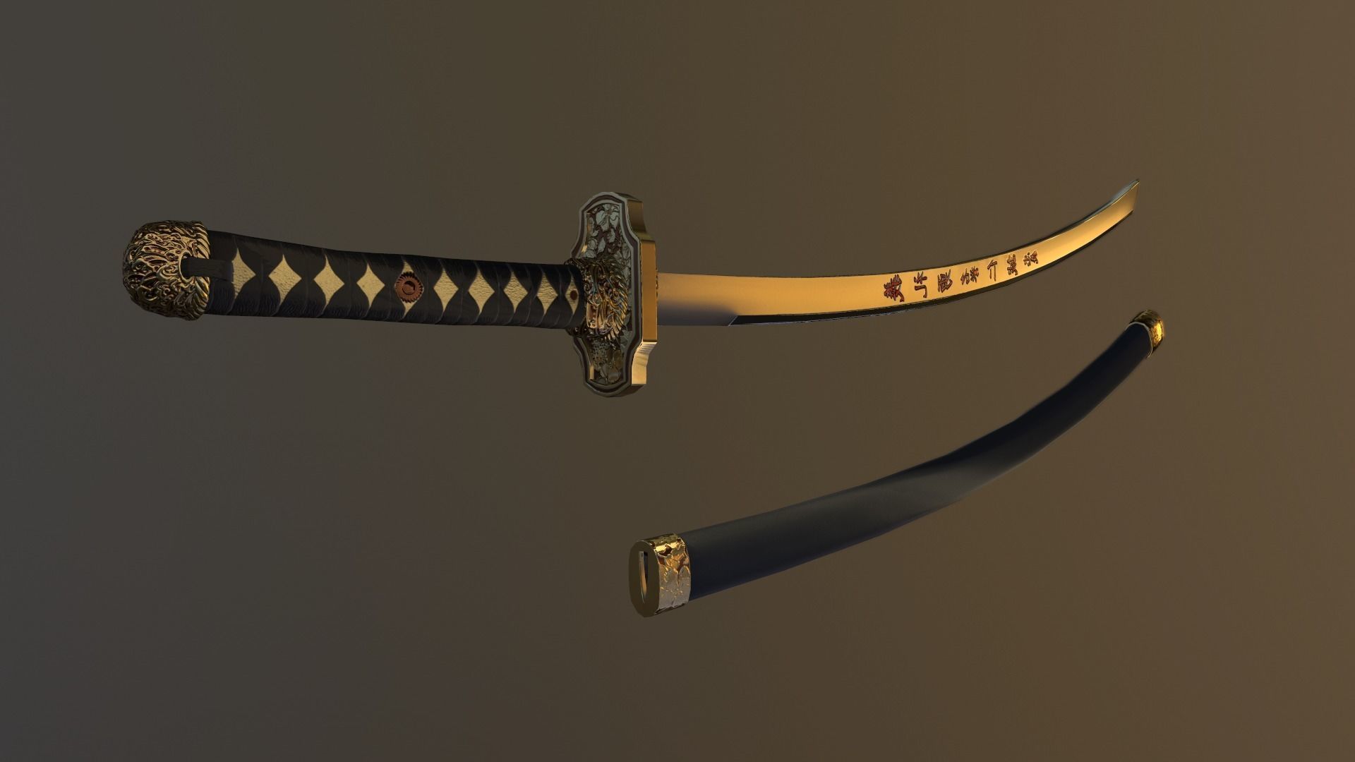 game-ready Katana - model and textures | CGTrader