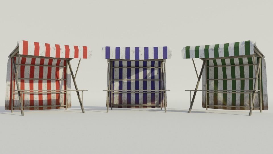 3D model Medieval Market Stall - Low poly VR / AR / low-poly | CGTrader