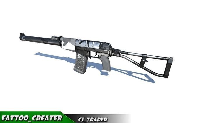 3D model As-Val Low-Poly Assault Sniper Riffle 3D Model VR / AR / low ...