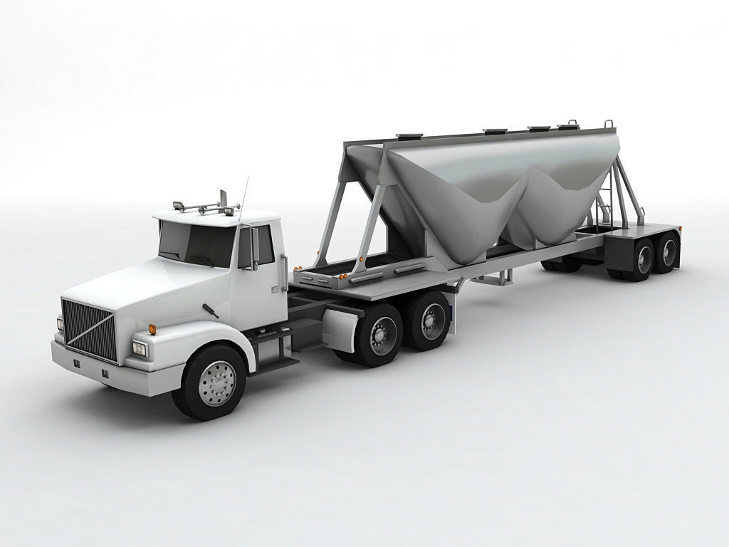 Semi Truck With Dry Cement Trailer 3D asset | CGTrader
