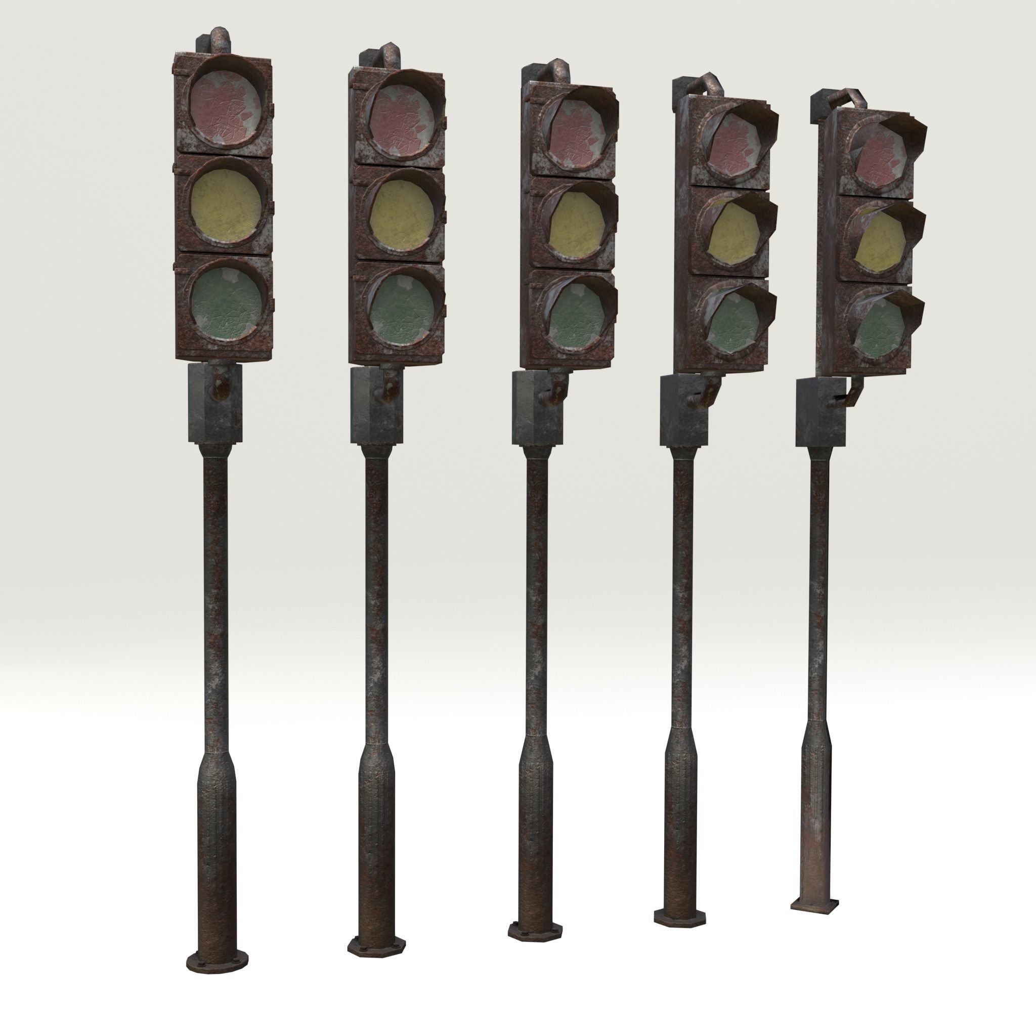 3D model Game-ready rusty postapo retro traffic lights - Unity - UE4 VR ...