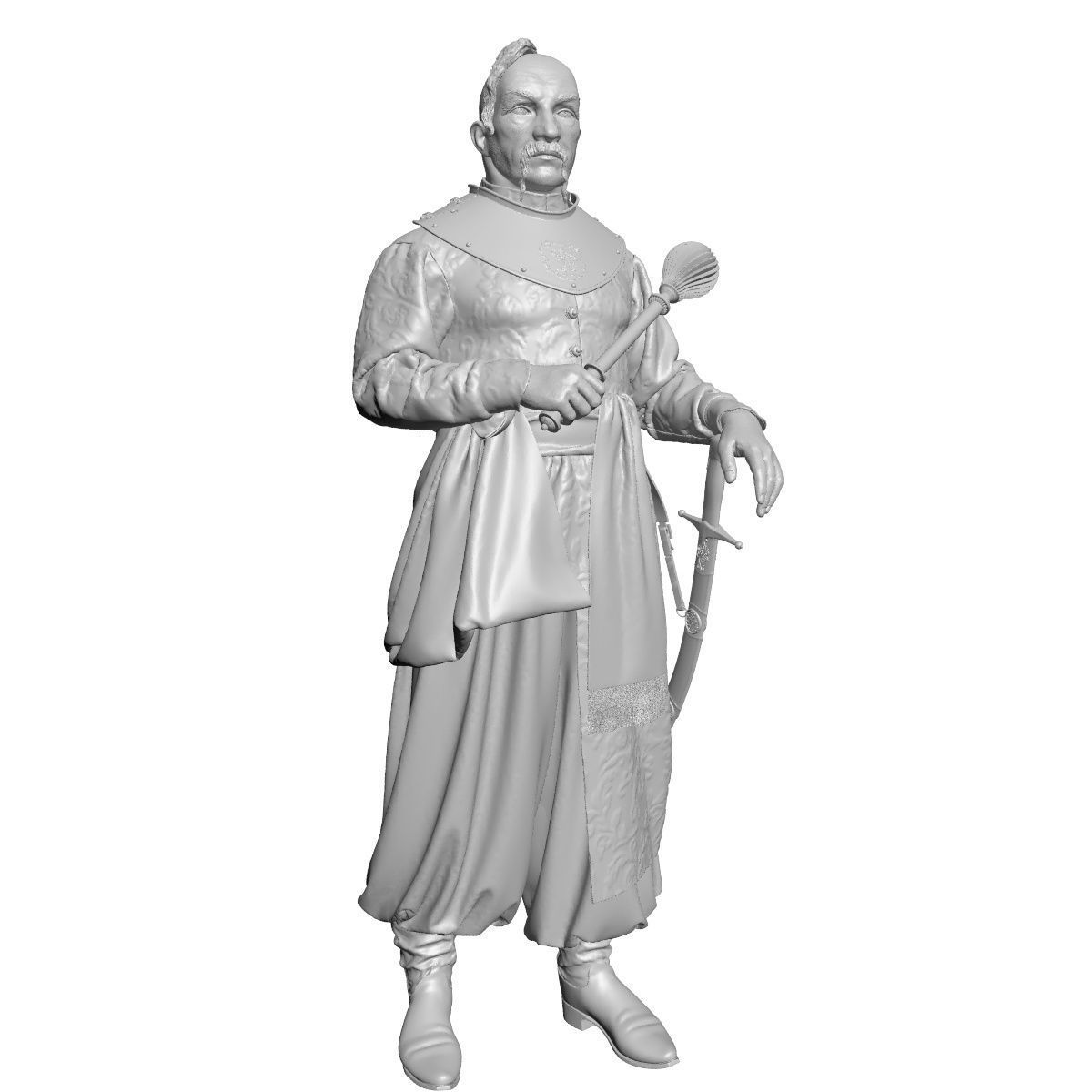 Ataman statue of man holding sword 3D model 3D printable | CGTrader