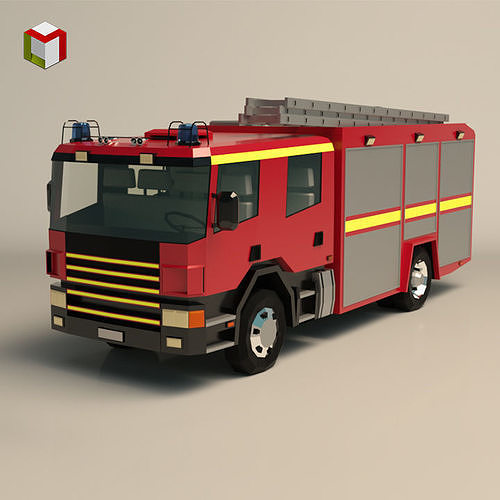 3D model Low Poly Fire Truck 02 VR / AR / low-poly | CGTrader