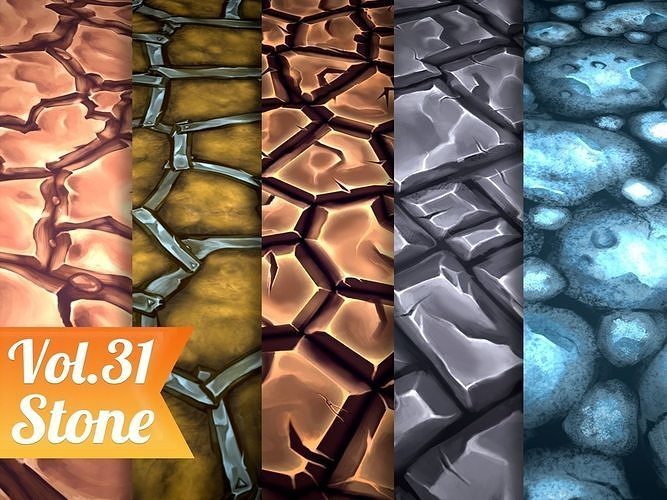 Texture Stylized Stone Vol 31 - Hand Painted Textures VR / AR / low ...