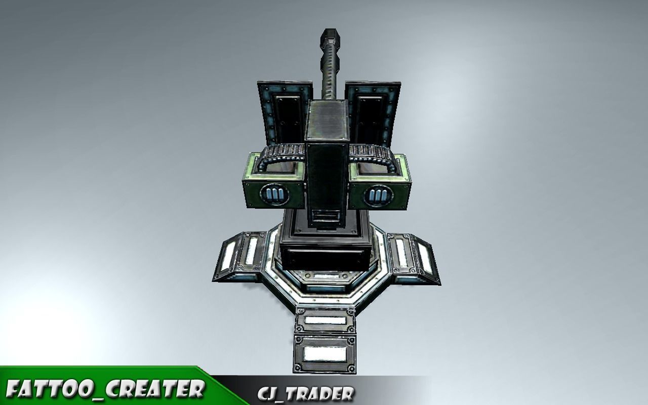 3D model Lowpoly Mobile turret machine gun animated rig 3d model VR ...