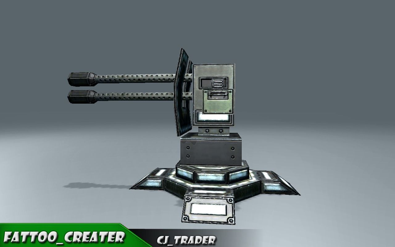 3D model Lowpoly Mobile turret machine gun animated rig 3d model VR ...