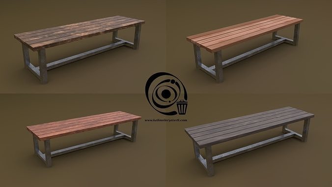 3D model bench 05 4in1 - 4 Texture 1 Model VR / AR / low-poly | CGTrader