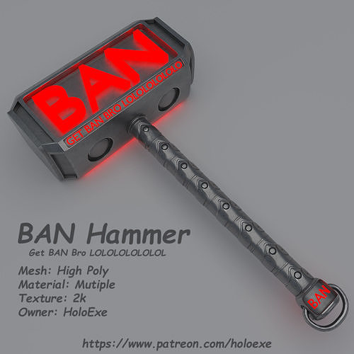 BAN Hammer 3D model | CGTrader