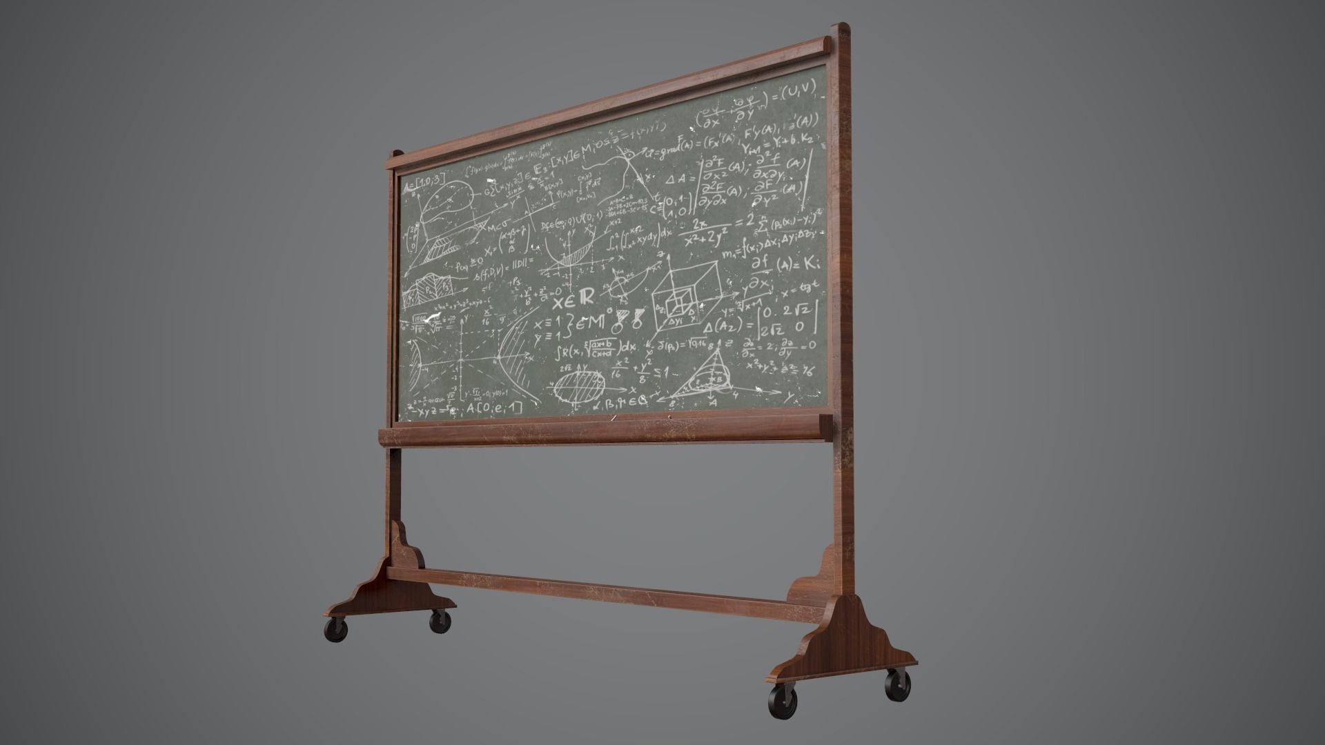3D model CHALKBOARD Game Ready Low Poly blackboard on wheels VR / AR ...