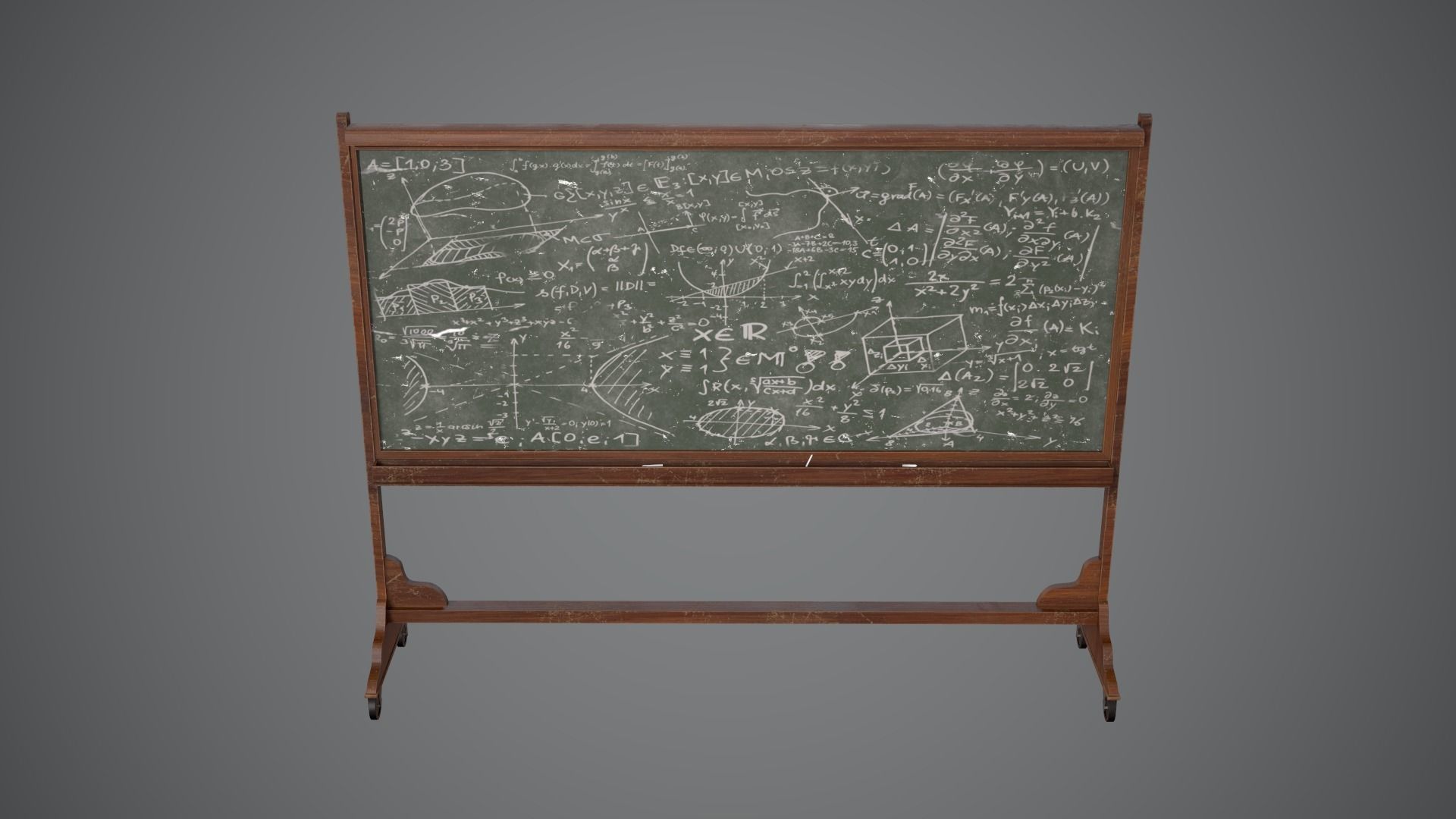 3D model CHALKBOARD Game Ready Low Poly blackboard on wheels VR / AR ...