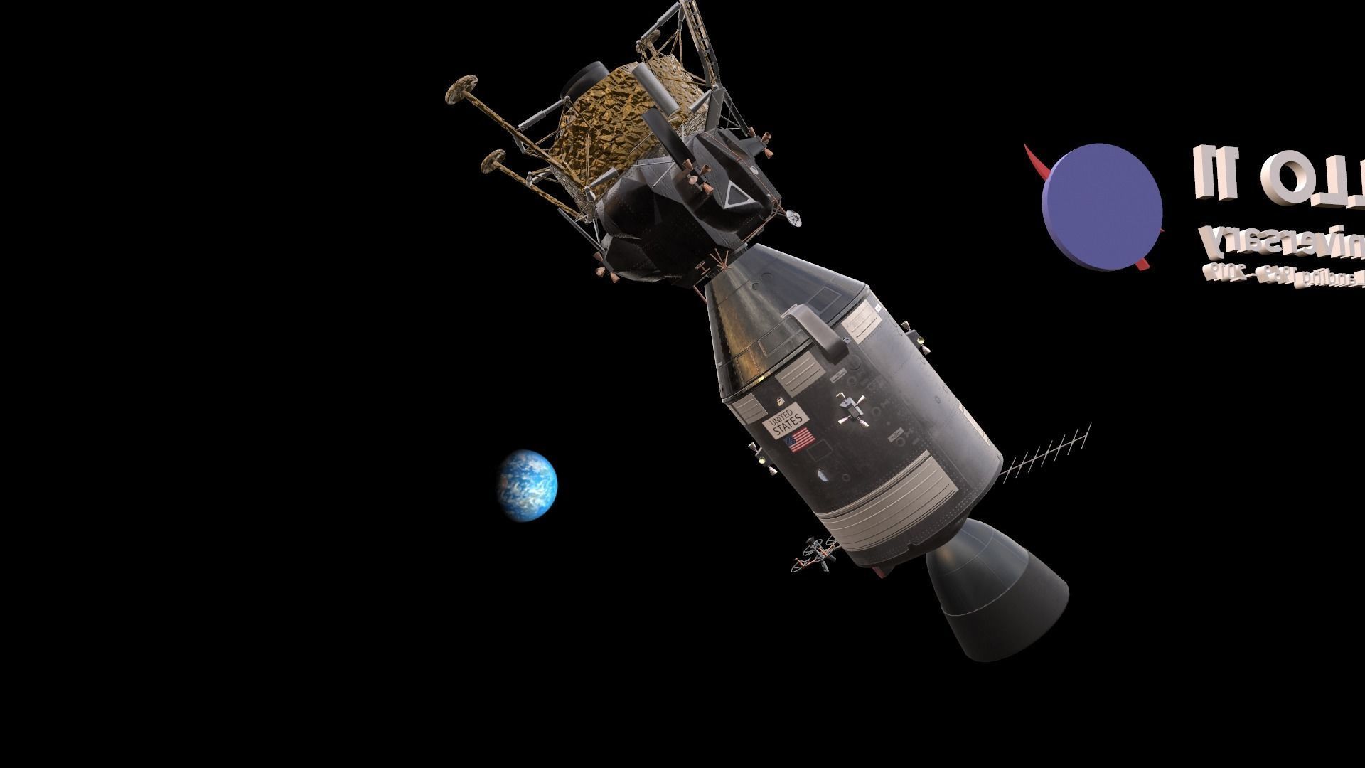 3D model Apollo command Service module and Lunar Module VR / AR / low ...