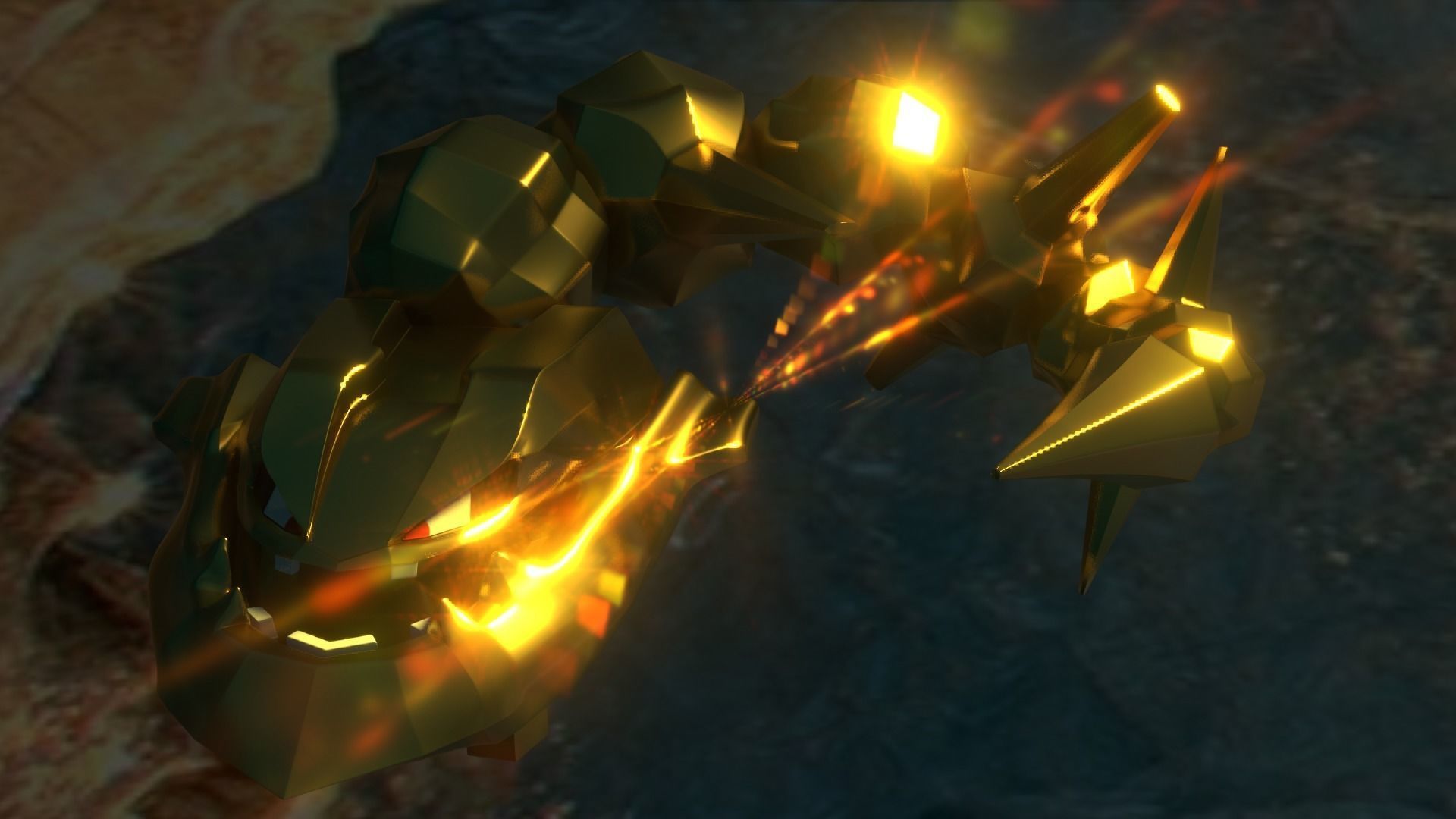 Steelix golden monster with spikes 3D model animated rigged | CGTrader