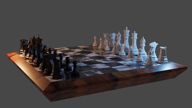 Low poly Chess set board with pieces free VR / AR / low-poly 3D model ...