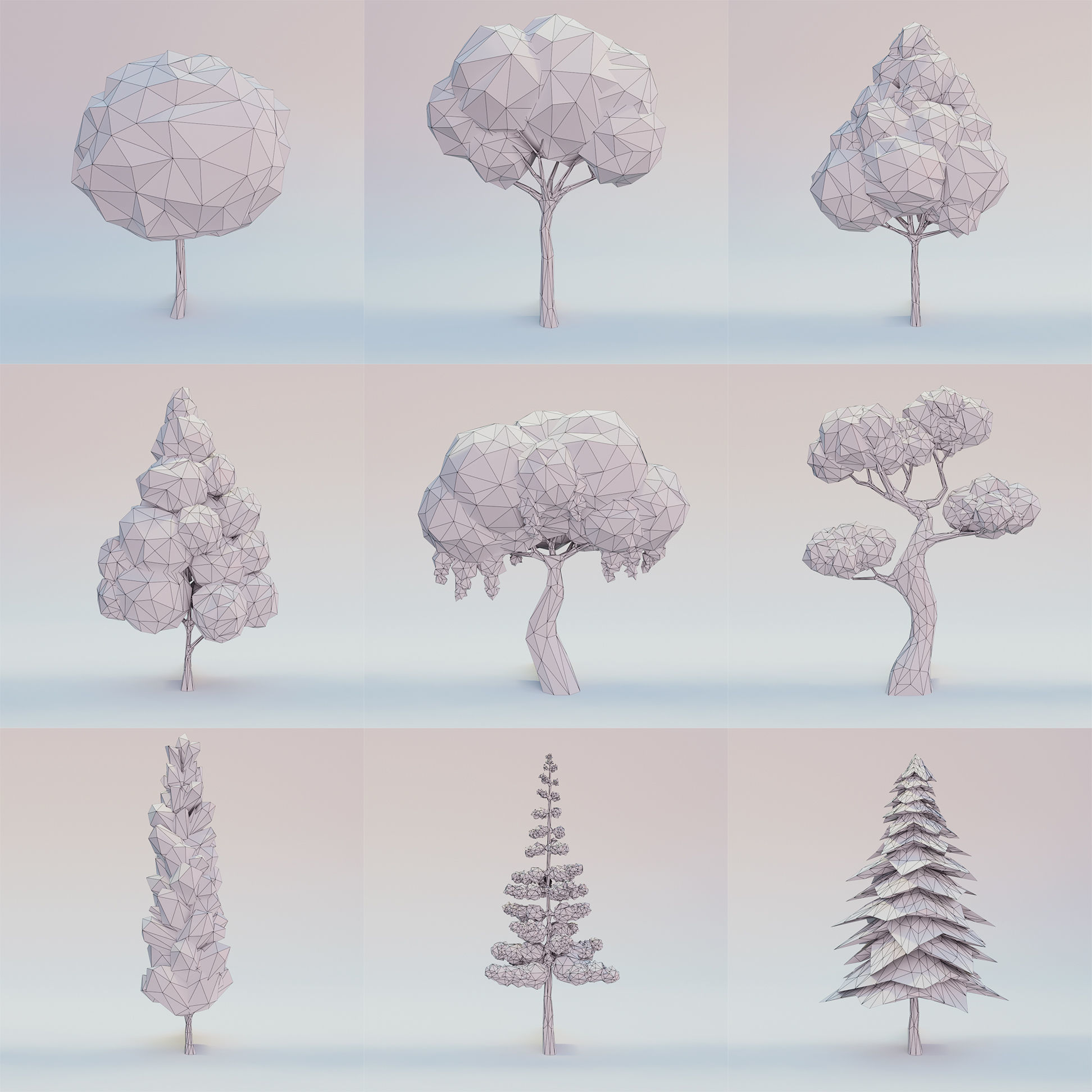 3D model Tree set VR / AR / low-poly | CGTrader