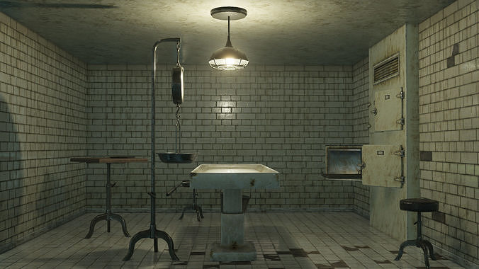 3D model Low Poly Vintage Modular Morgue With PBR Materials VR / AR ...