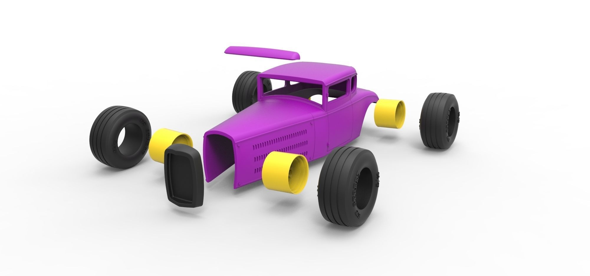 Diecast shell and wheels for Hot rod Scale 1 to 24 3D model 3D ...