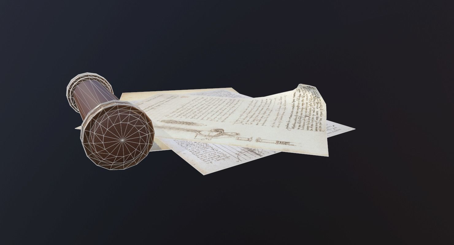 3D model Scroll Game Ready and pen VR / AR / low-poly | CGTrader