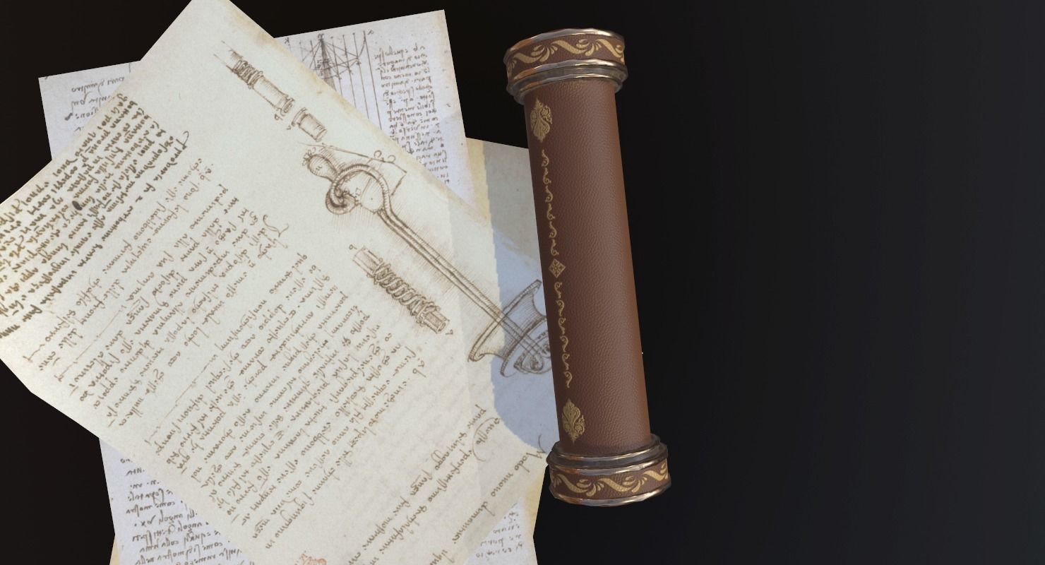 3D model Scroll Game Ready and pen VR / AR / low-poly | CGTrader