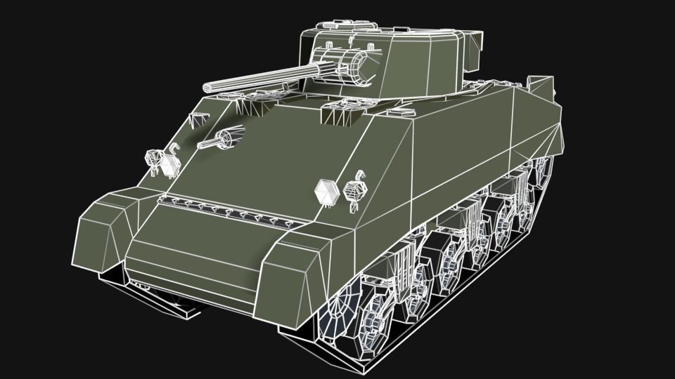 3D model M4 Sherman MK III Abe Tank LowPoly isometric VR / AR / low ...
