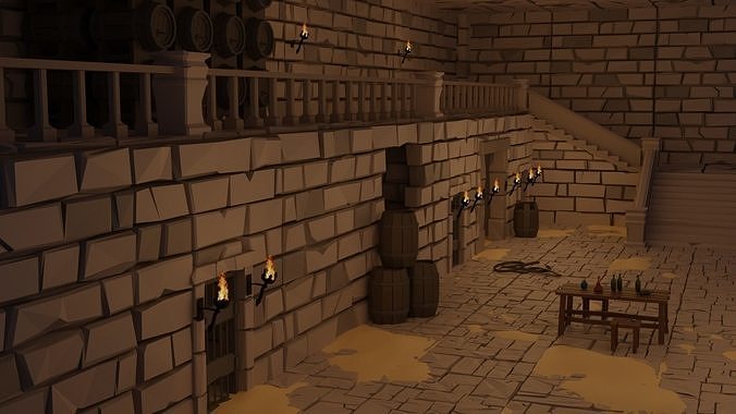 3D model Dungeon complete set VR / AR / low-poly rigged | CGTrader