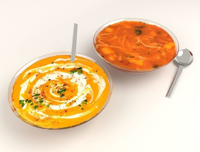 Pasta soup and Potage soup 3D model | CGTrader