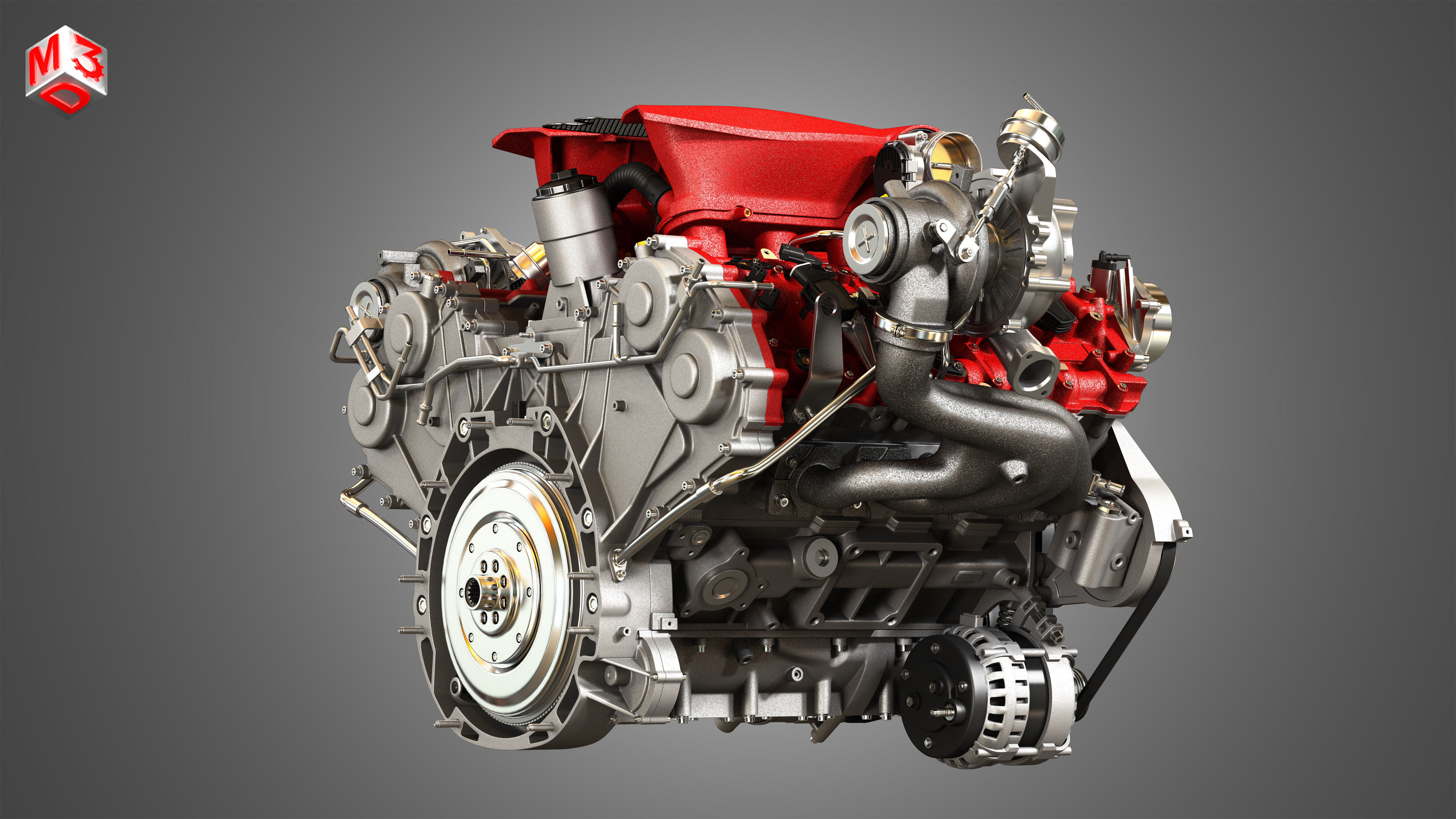 488 GTB Engine - V8 Twin Turbo Engine 3D model | CGTrader