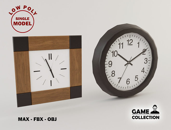 3D model Clocks 1 Lowpoly clock with wooden frame VR / AR / low-poly ...
