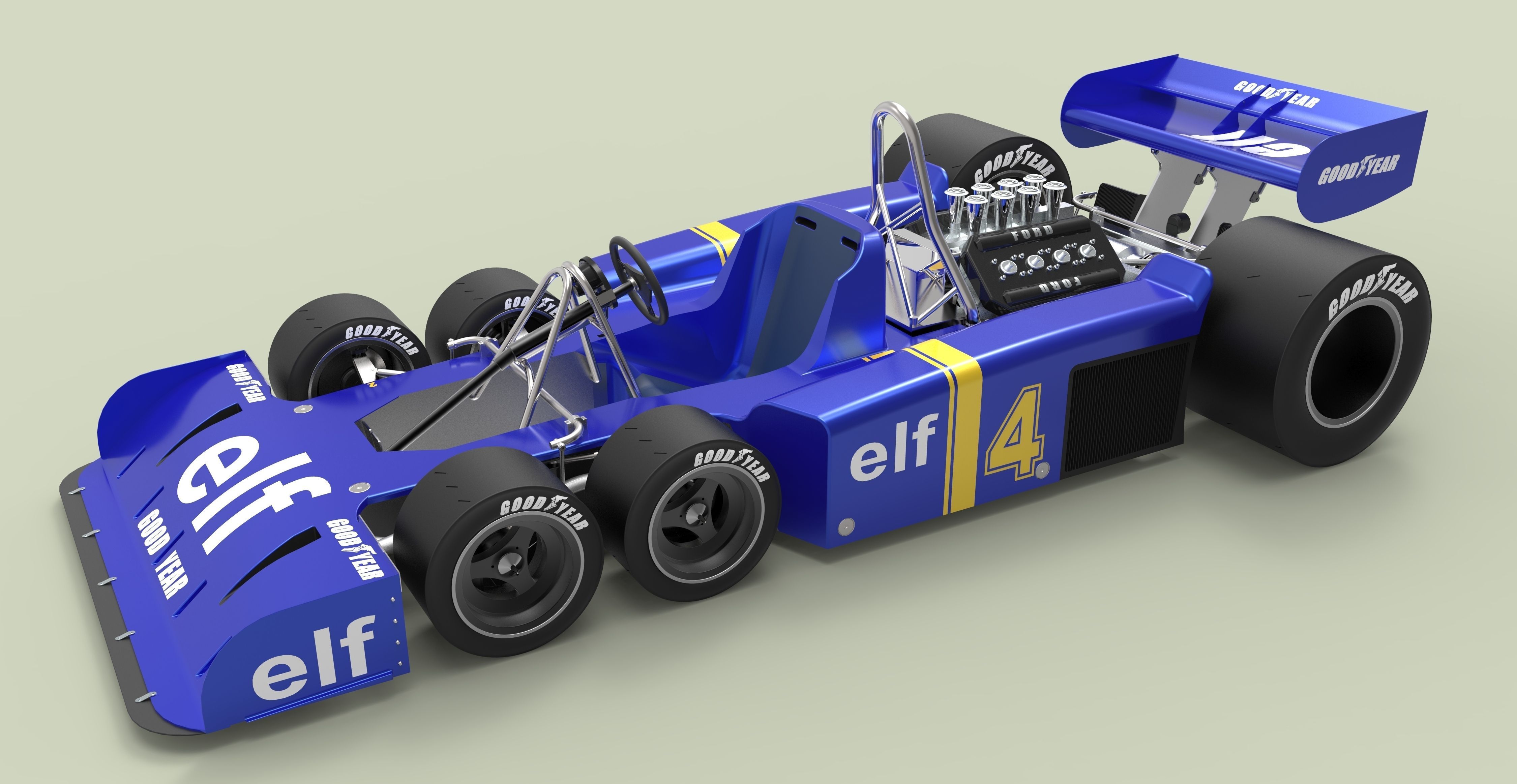 Tyrrell P34 six-wheeler formula 1 3D model | CGTrader