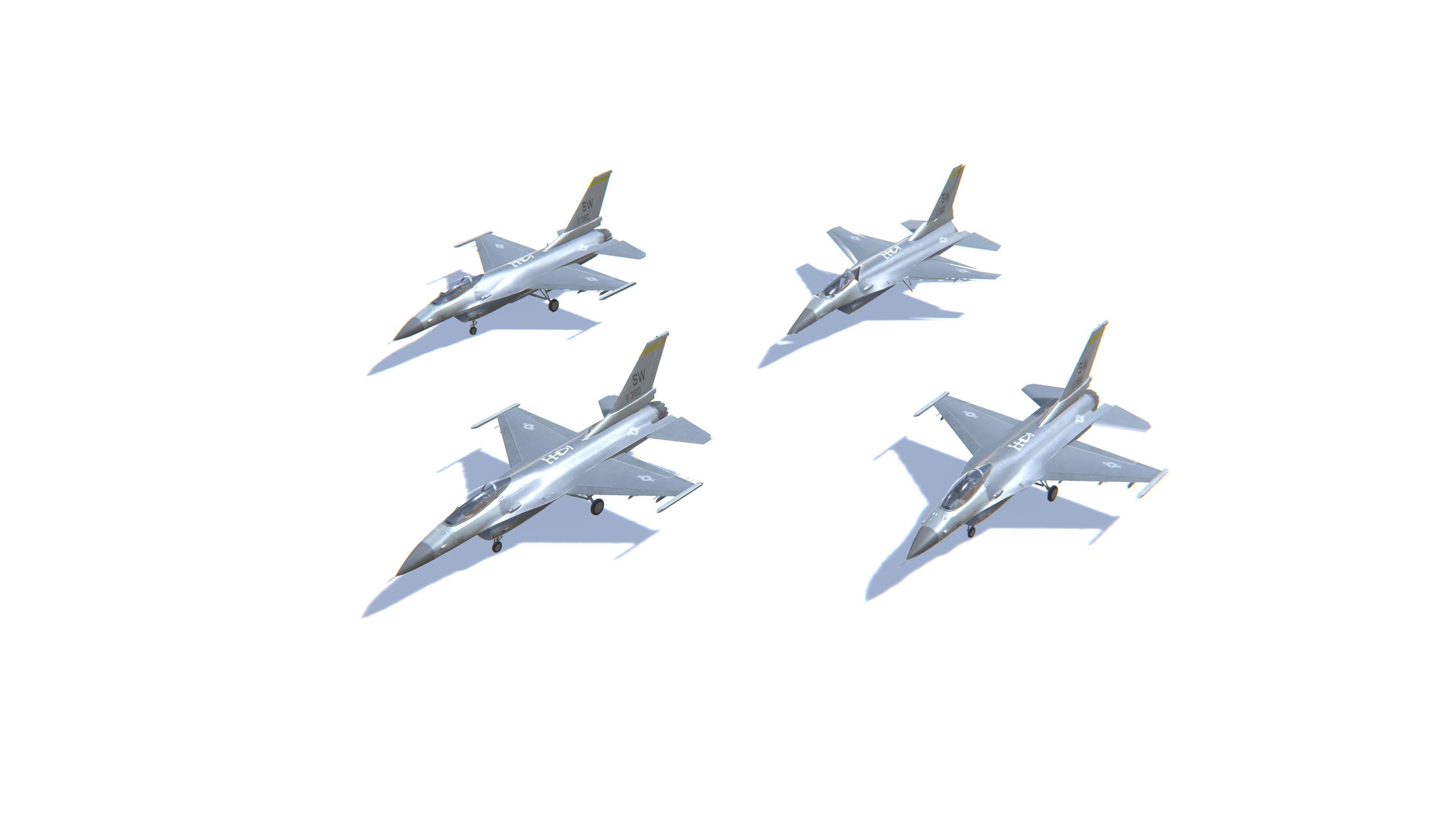 3D model F-16 Fighting Falcon Jet Fighter Aircraft VR / AR / low-poly ...