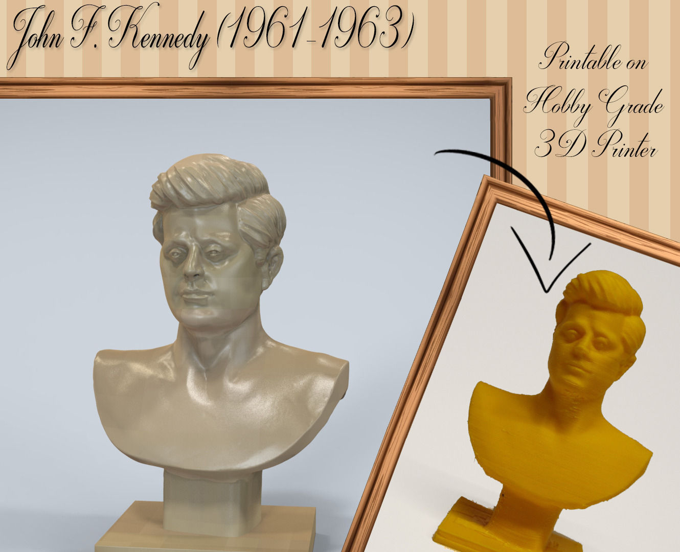John Fitzgerald Jack Kennedy 3D model 3D printable | CGTrader
